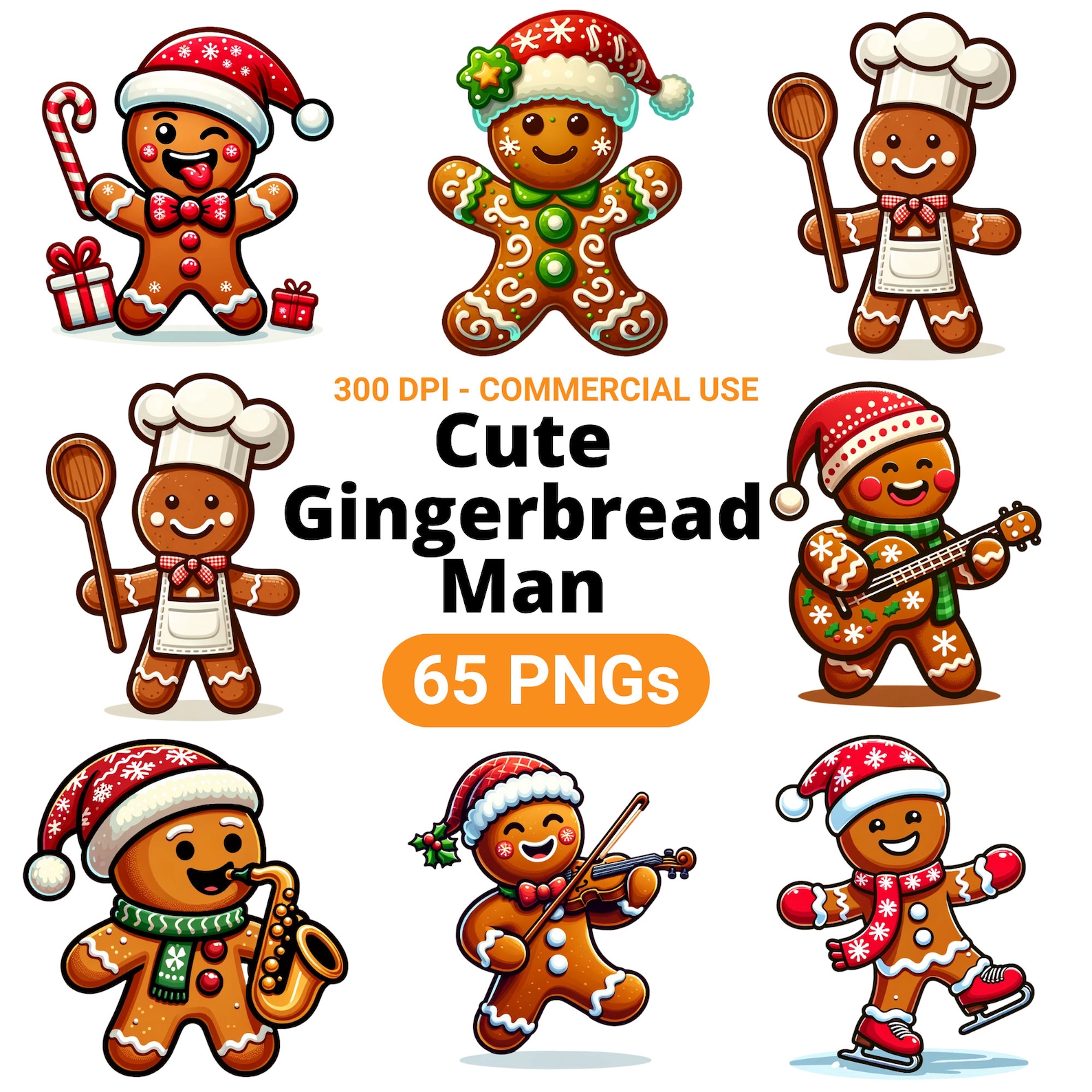 Ginger Breadman Clipart Bundle, Gingerbreadman PNG, Gingerbread People ...
