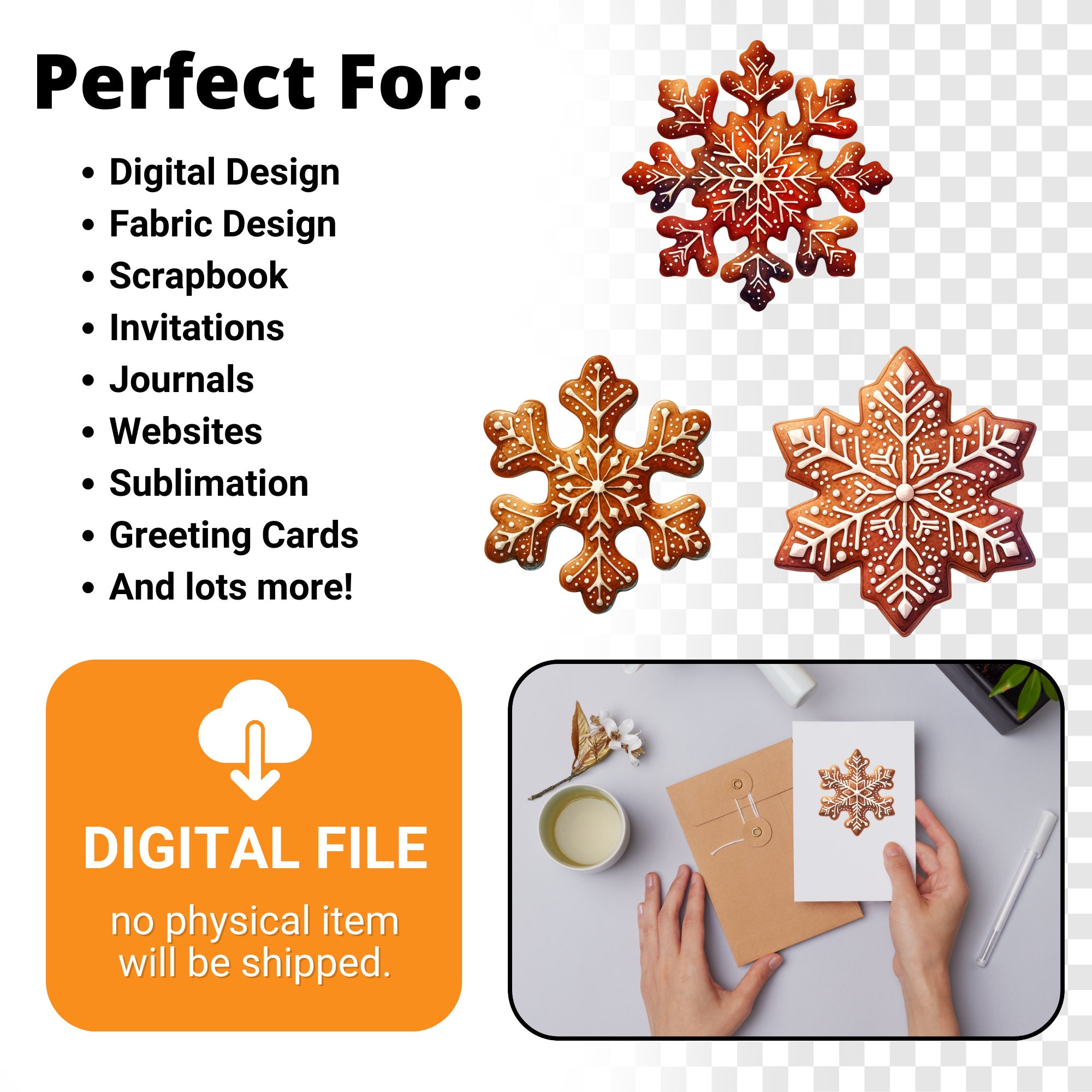 Gingerbread Snowflake Clipart Bundle, Gingerbread Cuteness, Gingerbread ...
