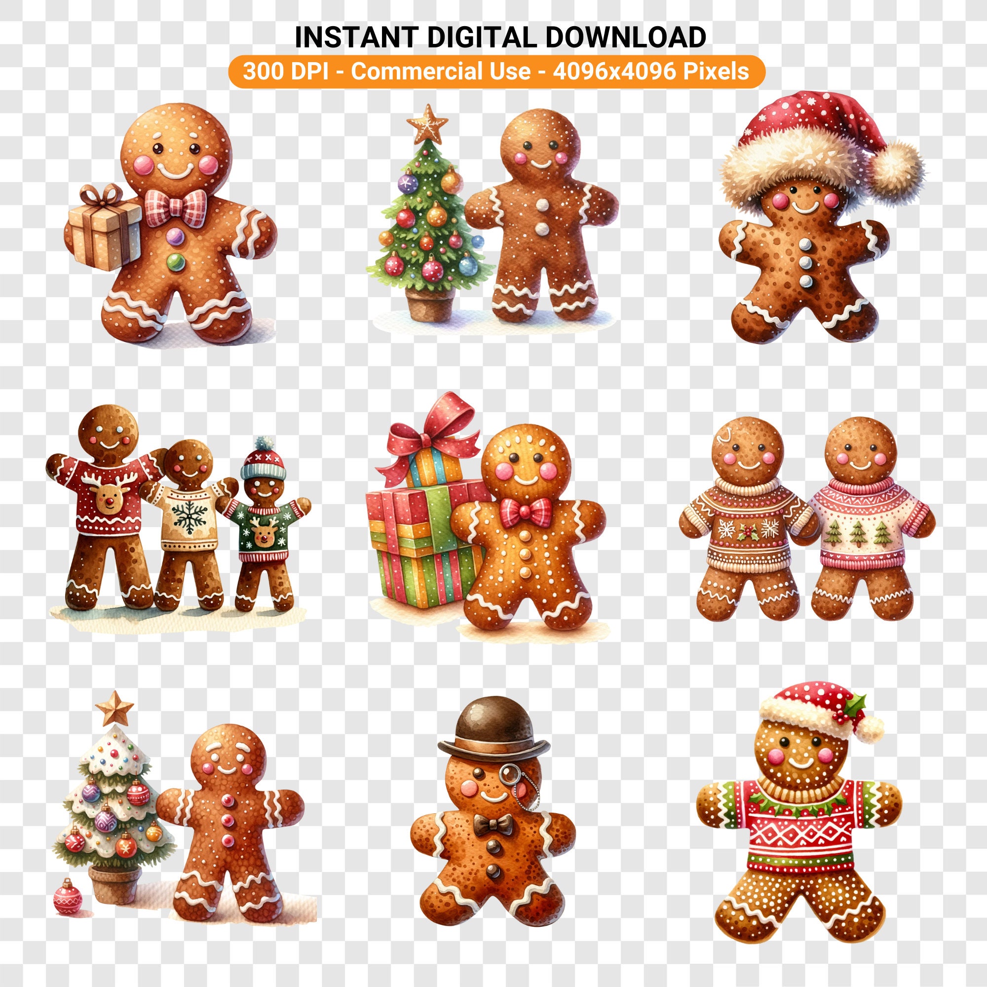 Ginger Breadman Clipart Bundle, Gingerbread Cuteness, Gingerbread ...
