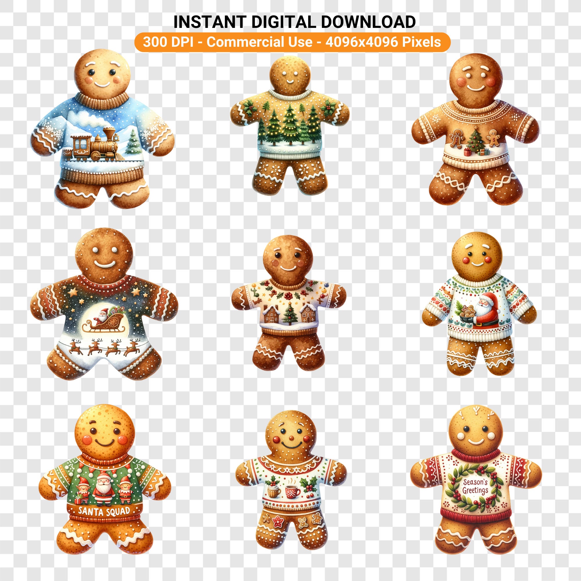 Ginger Breadman Clipart Bundle, Gingerbread Cuteness, Gingerbread ...