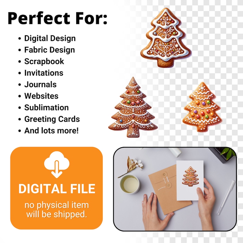 Gingerbread Xmas Tree Clipart Bundle, Gingerbread Cuteness, Gingerbread ...