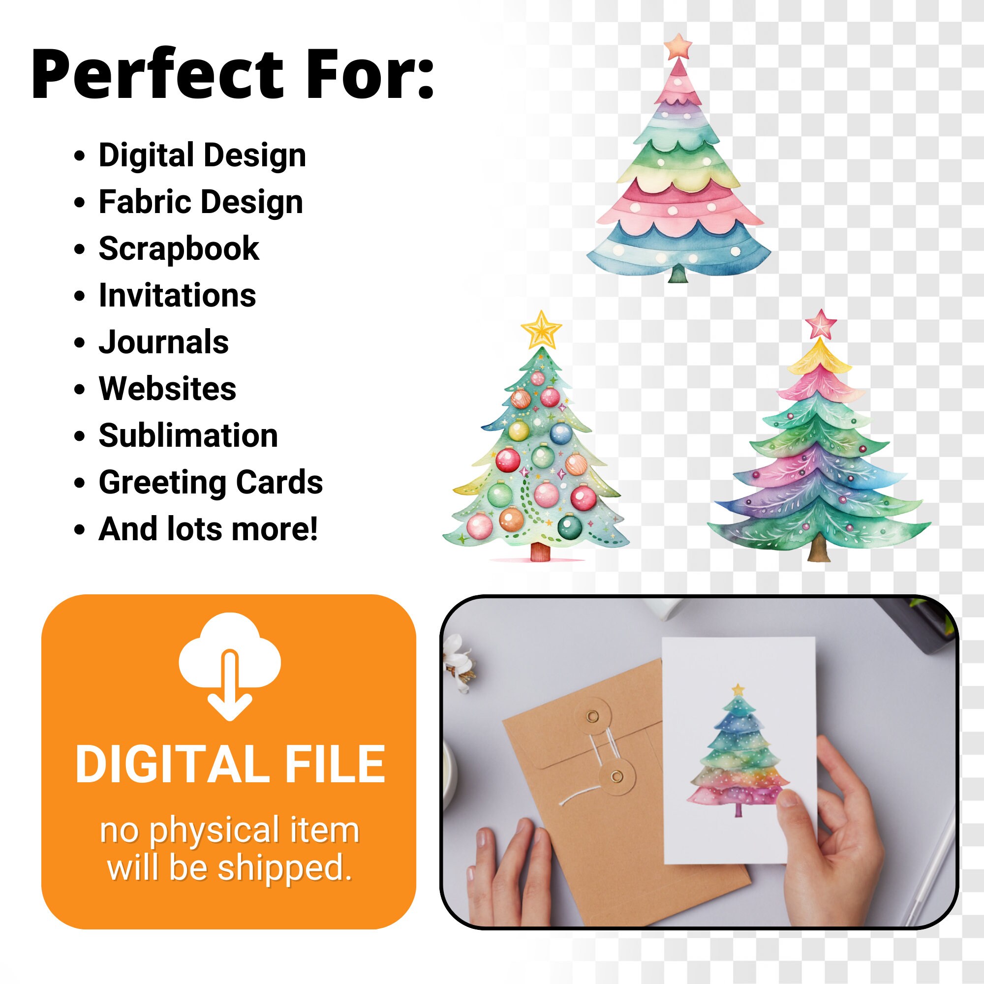 Pastel Christmas Trees Clipart Bundle, Tree Watercolorful, Xmas Treepng ...