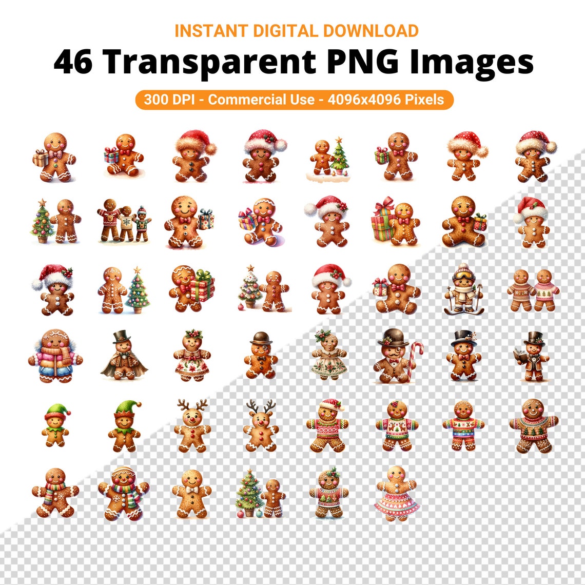 Ginger Breadman Clipart Bundle, Gingerbread Cuteness, Gingerbread ...