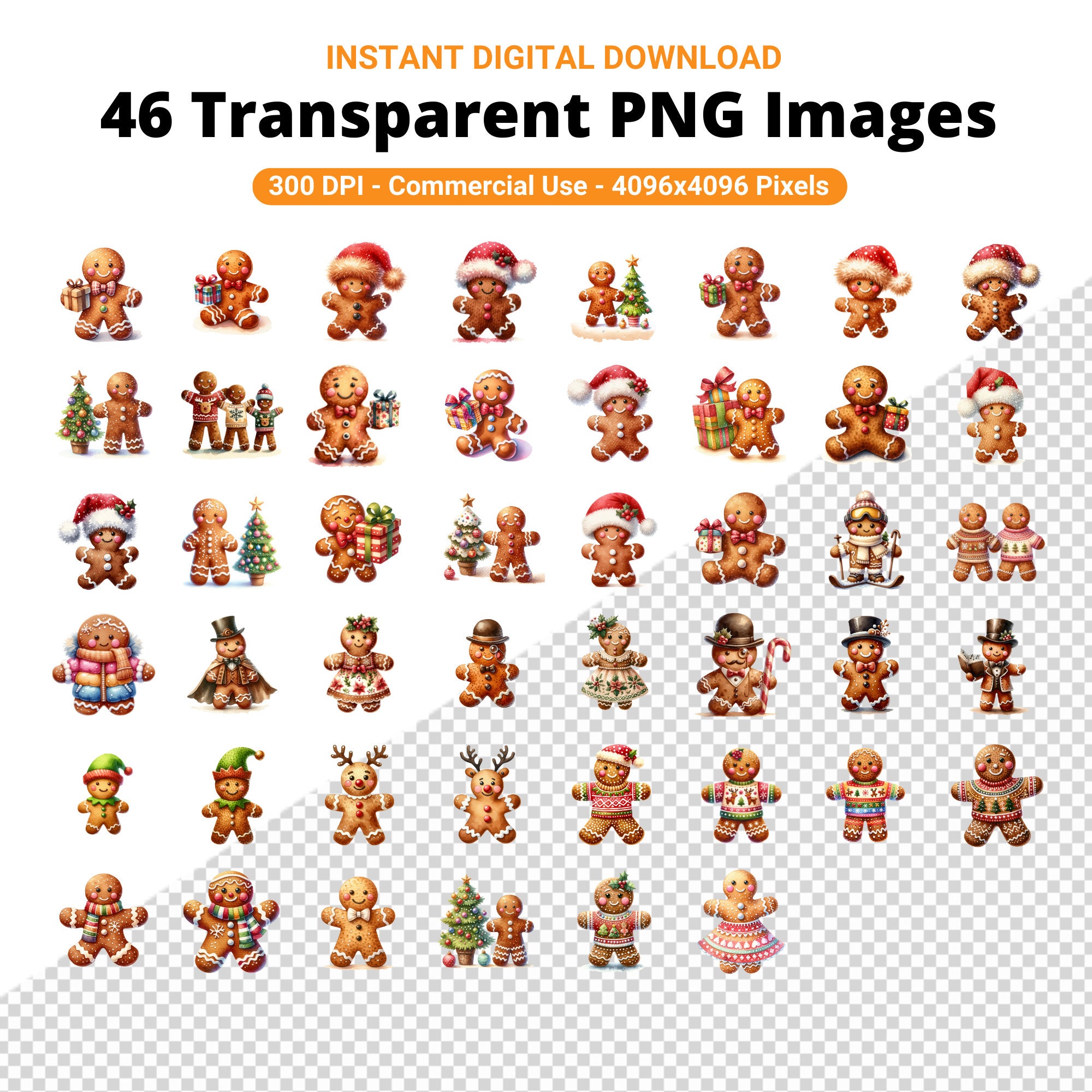 Ginger Breadman Clipart Bundle, Gingerbread Cuteness, Gingerbread ...