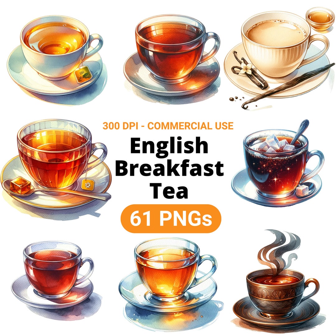 English Breakfast Tea Clipart Bundle, Set of 61, English Breakfast Tea ...