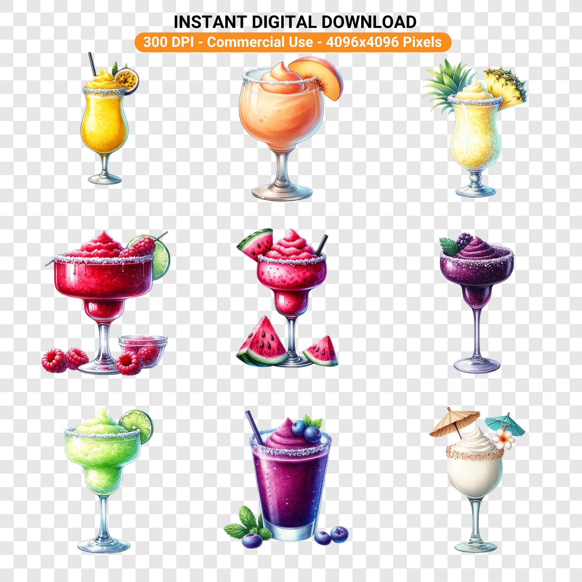 Frozen Margarita Cocktail Clipart Bundle, Set of 61, Frozen Margarita ...