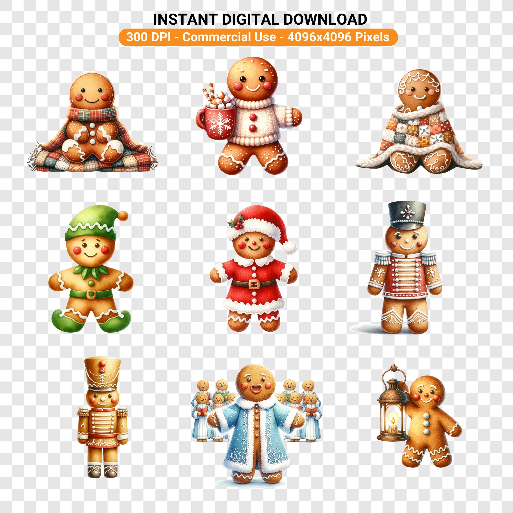 Ginger Breadman Clipart Bundle, Gingerbread Cuteness, Gingerbread ...