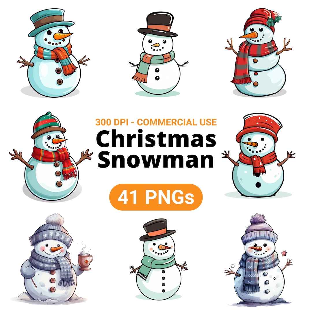 Christmas Snowman Clipart Bundle, Snowman Downloaded, Snowman Cuteness ...