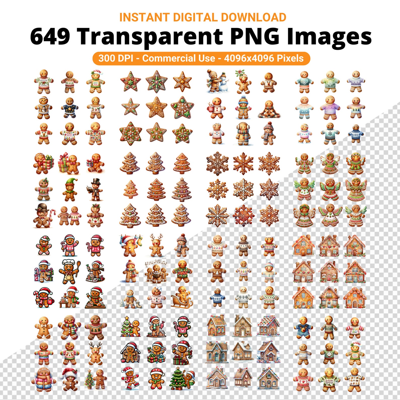 Gingerbread Man Clipart MEGA Bundle, Gingerbread Cuteness, Gingerbread ...