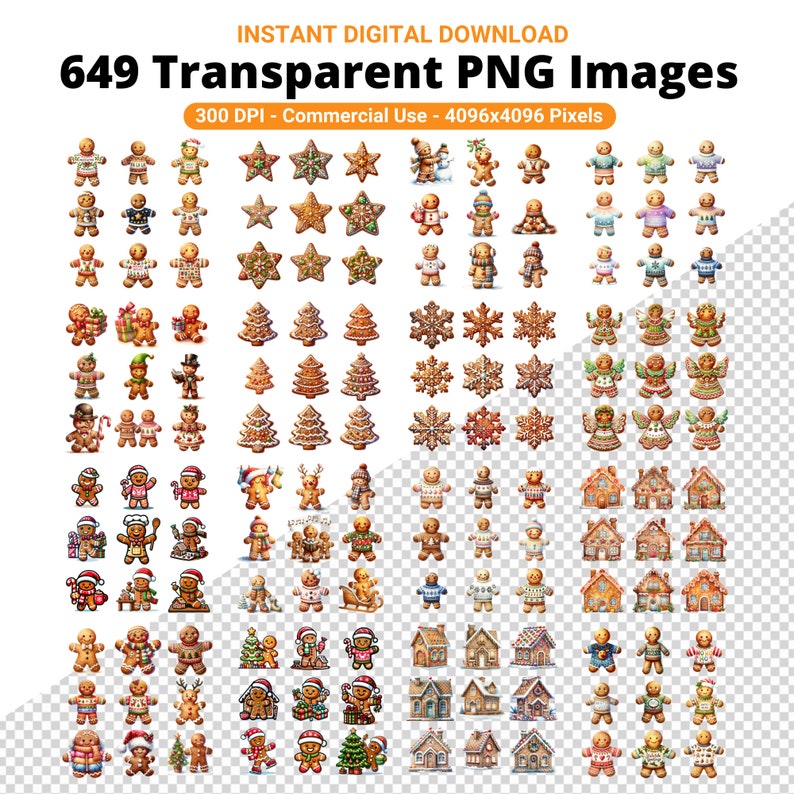 Gingerbread Man Clipart MEGA Bundle, Gingerbread Cuteness, Gingerbread ...