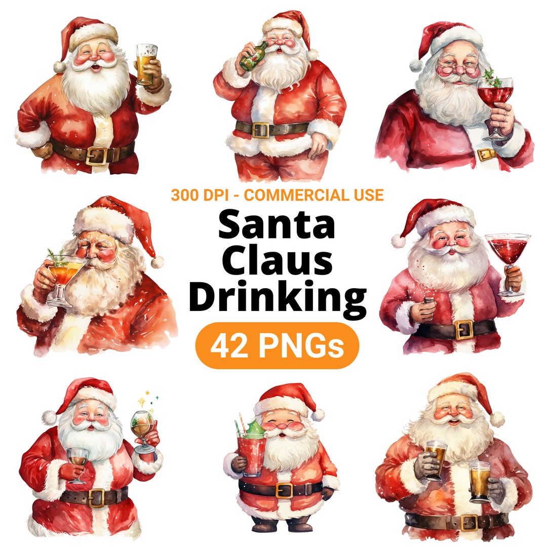 Santa Claus Drinking Clipart Bundle, Santa Claus Cuteness, Santa ...