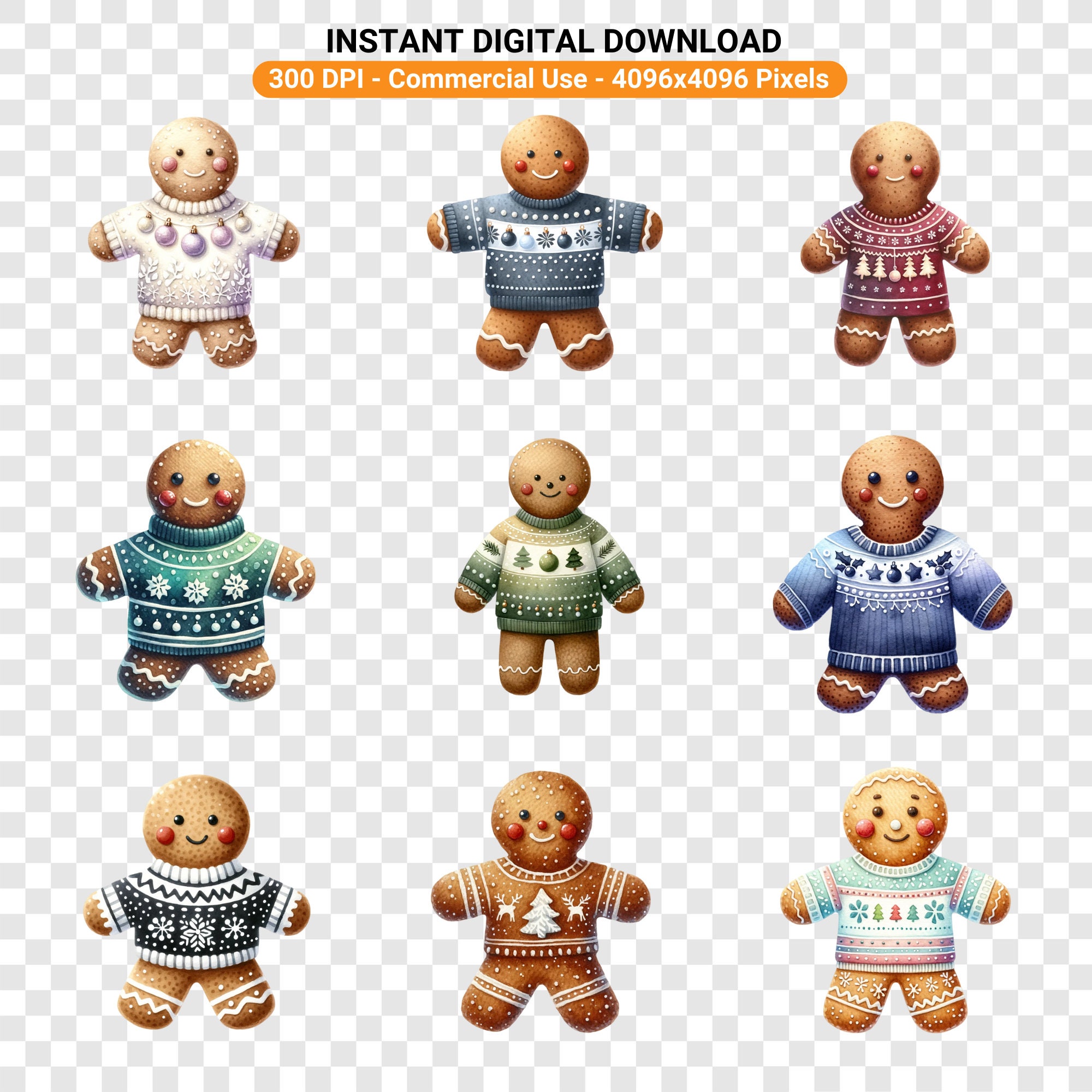 Ginger Breadman Clipart Bundle, Gingerbread Cuteness, Gingerbread ...
