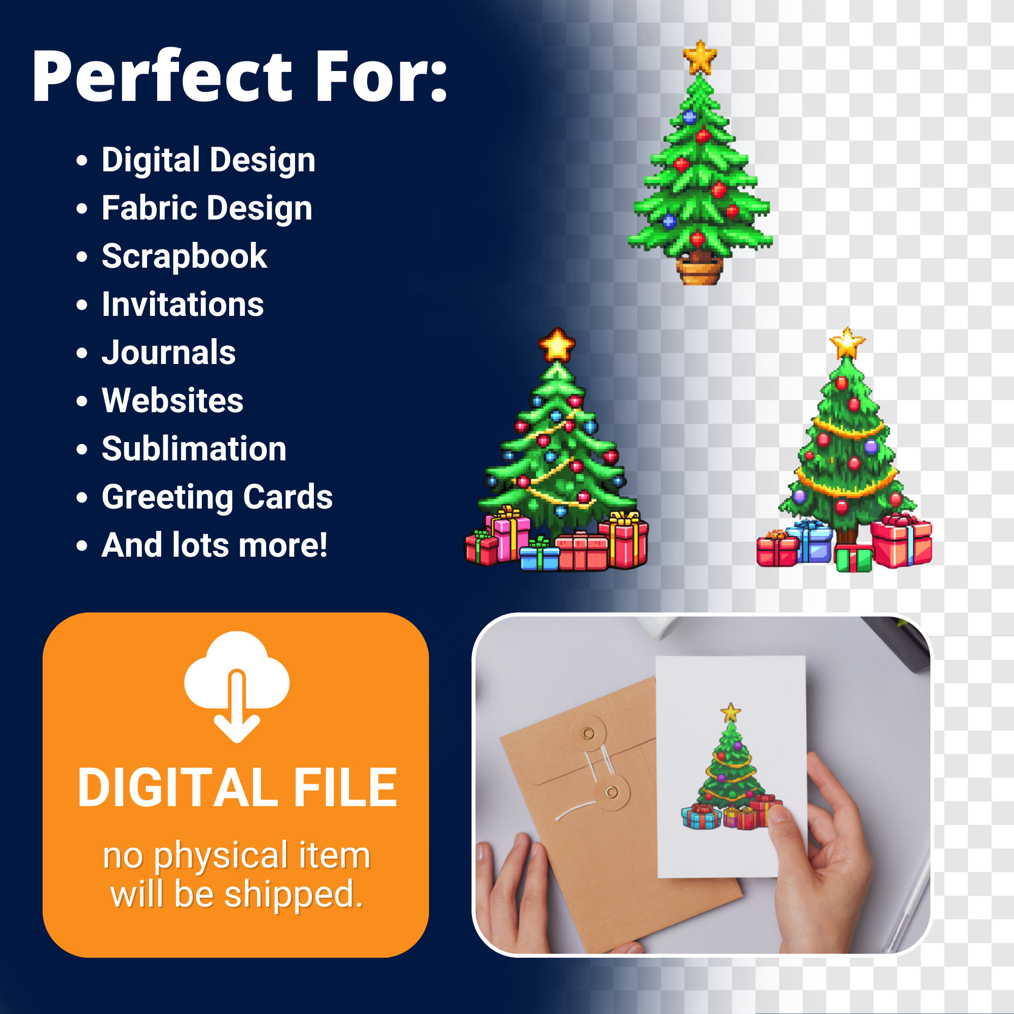 Pixel Art Christmas Trees Clipart Bundle, Tree Watercolorful, Xmas ...