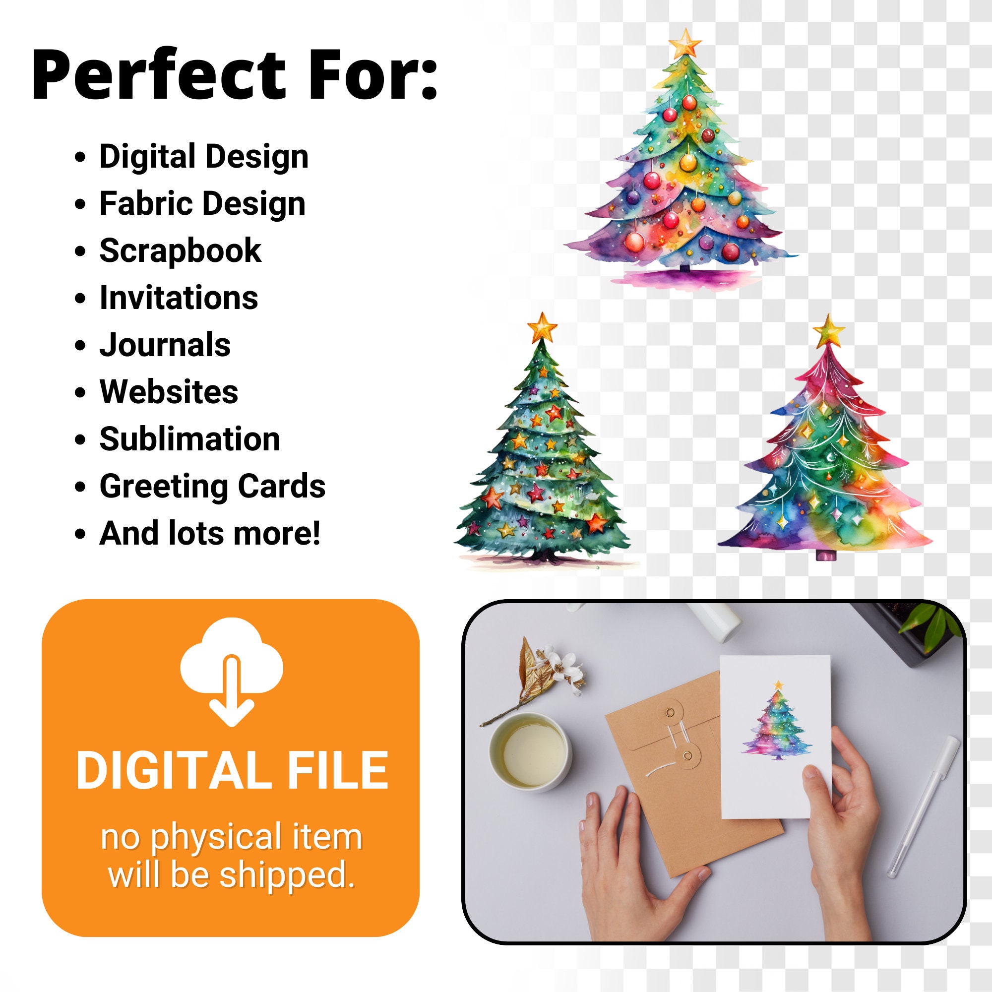 Pastel Christmas Trees Clipart Bundle, Tree Watercolorful, Xmas Treepng ...