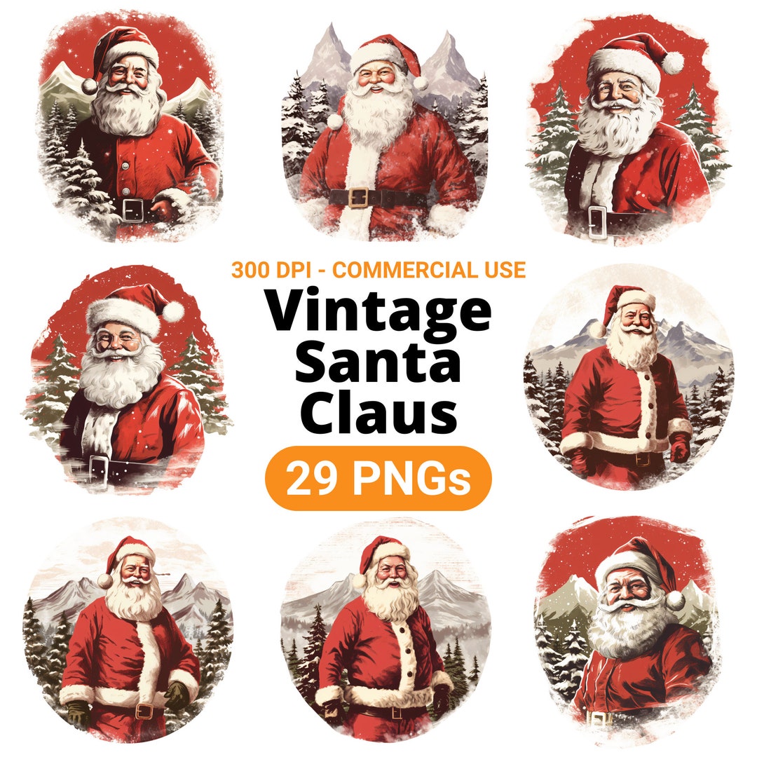 Vintage Santa Claus Clipart Bundle, Santa Claus Cuteness, Santa ...