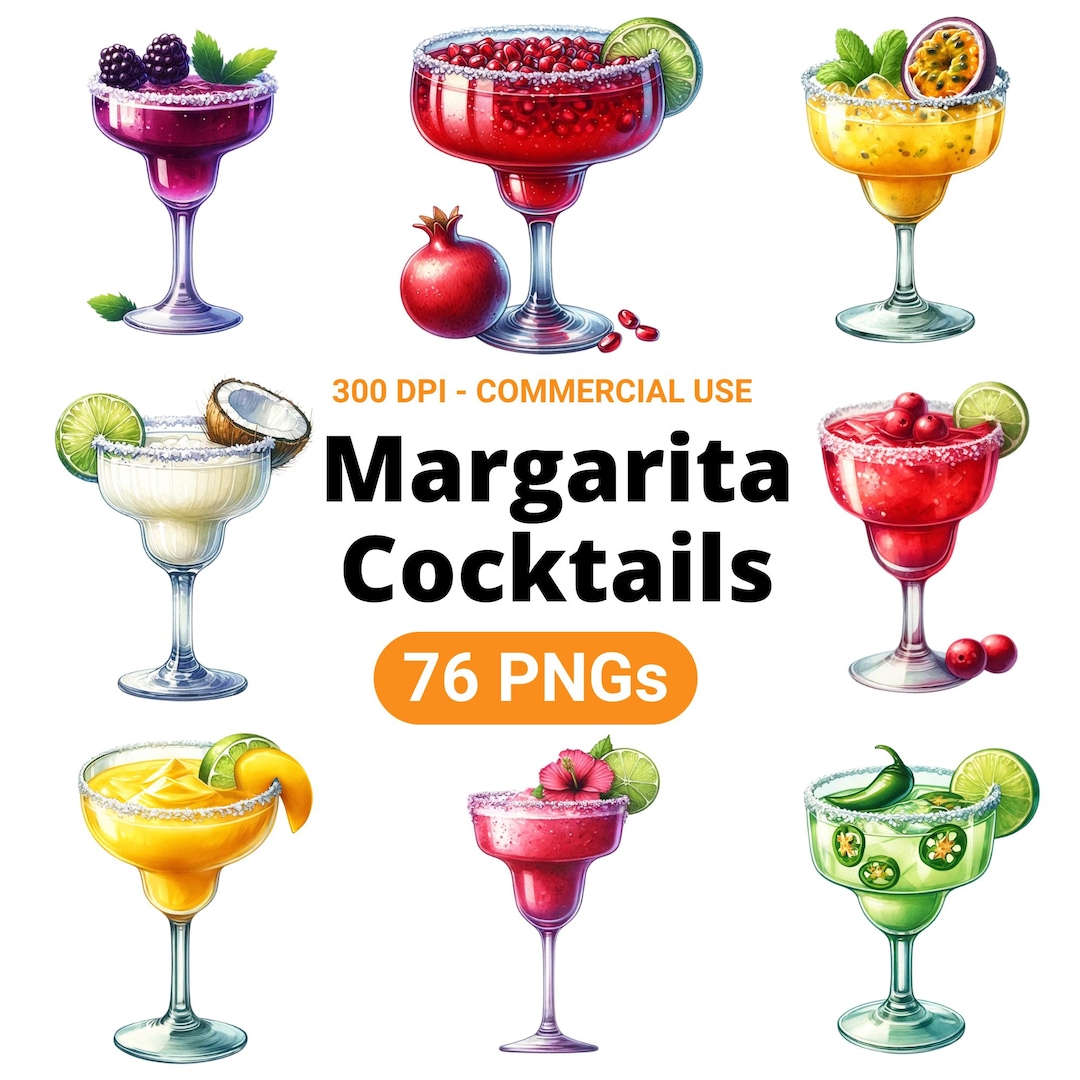 Margarita Cocktail Clipart Bundle, Set of 76, Margarita PNG, Margarita ...