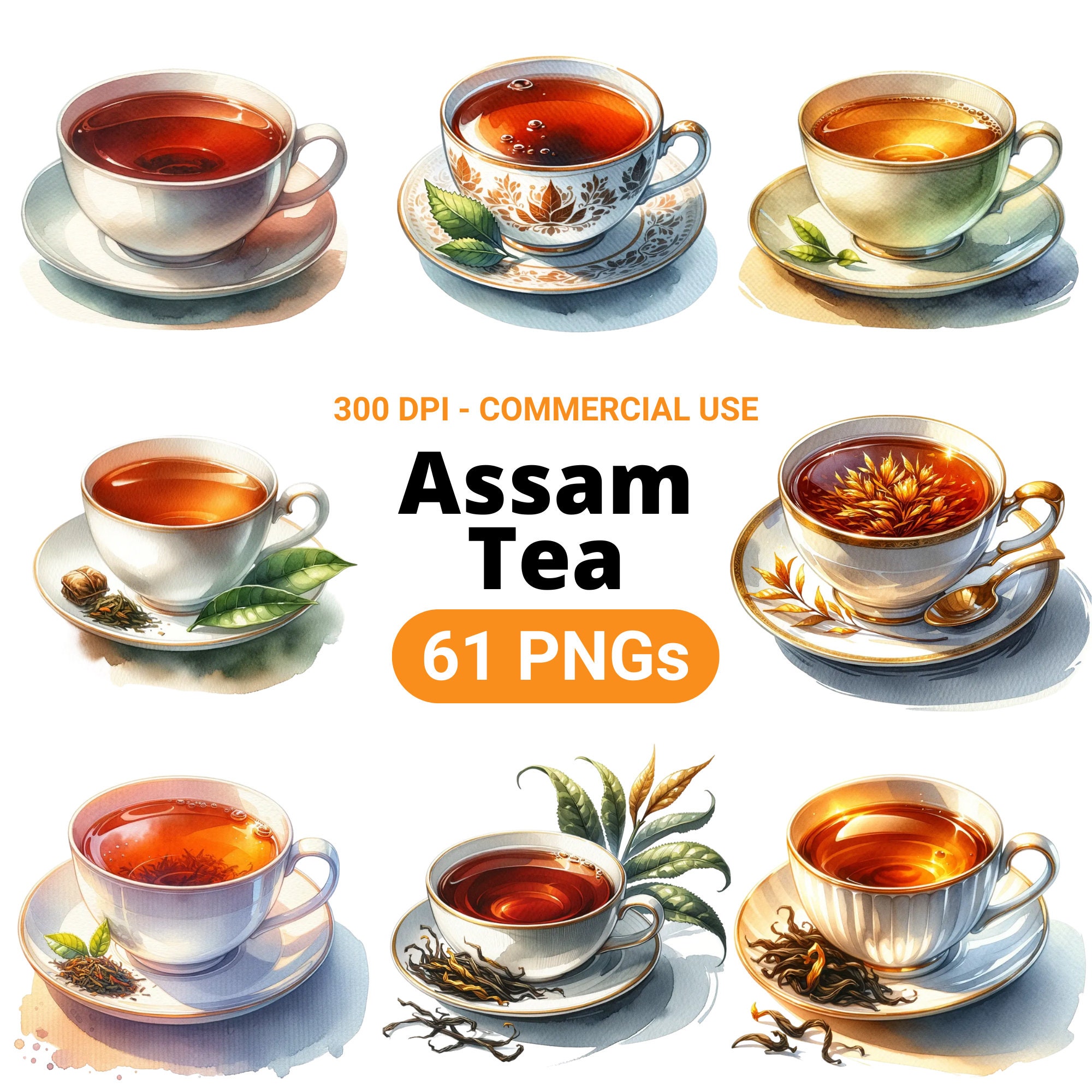 Assam Tea Clipart Bundle, Set of 61, Assam Tea PNG, Assam Tea Cuteness ...