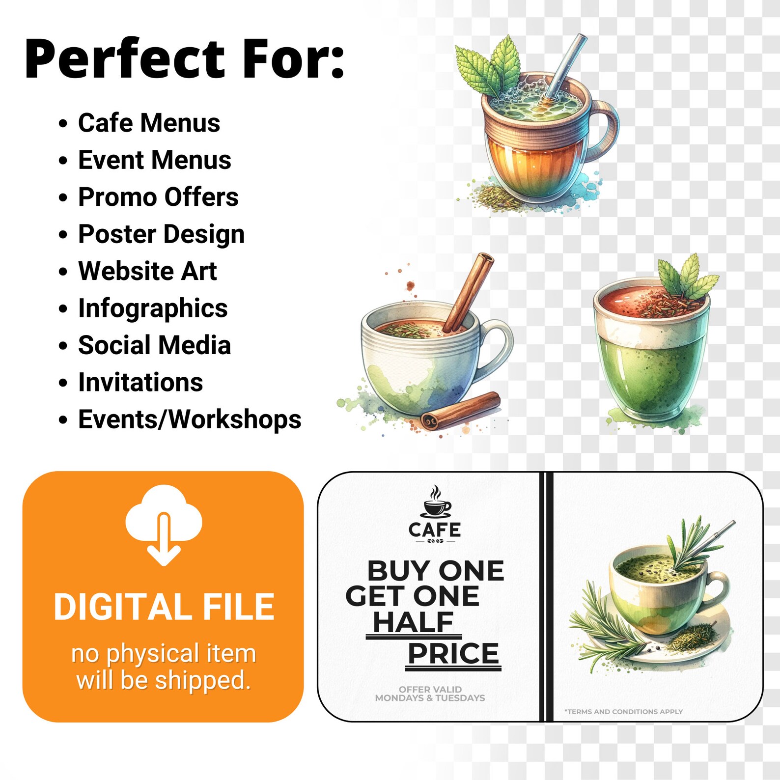 Yerba Mate Tea Clipart Bundle, Set of 67, Yerba Mate Tea PNG, Yerba ...