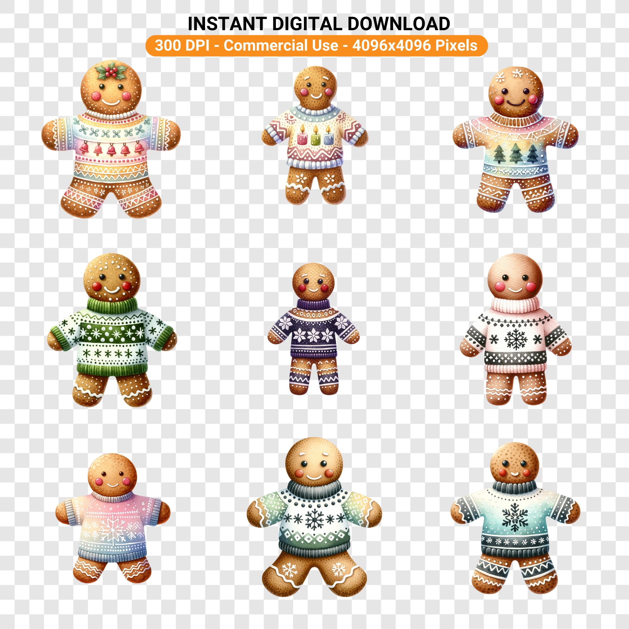 Ginger Breadman Clipart Bundle, Gingerbread Cuteness, Gingerbread ...