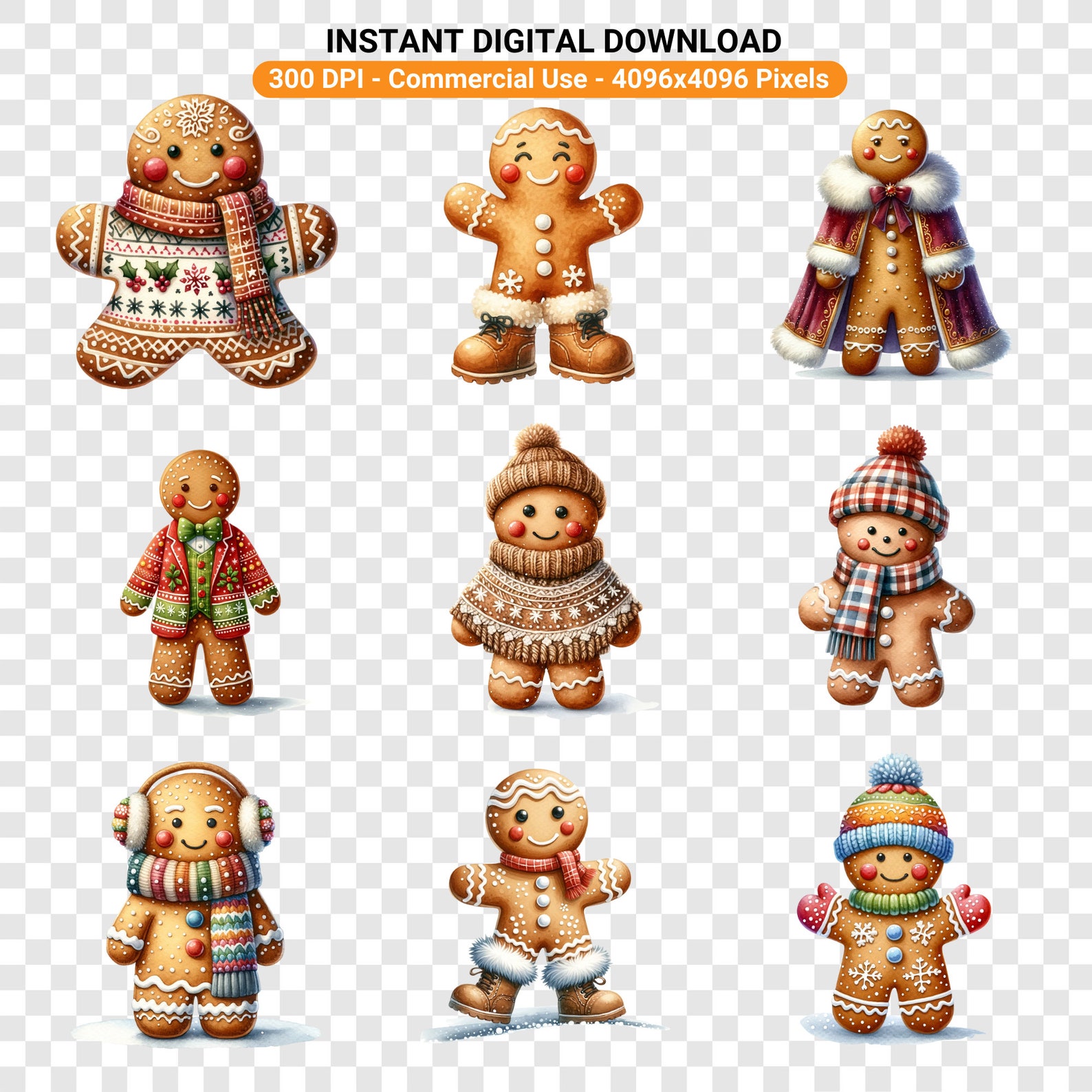 Ginger Breadman Clipart Bundle, Gingerbread Cuteness, Gingerbread ...