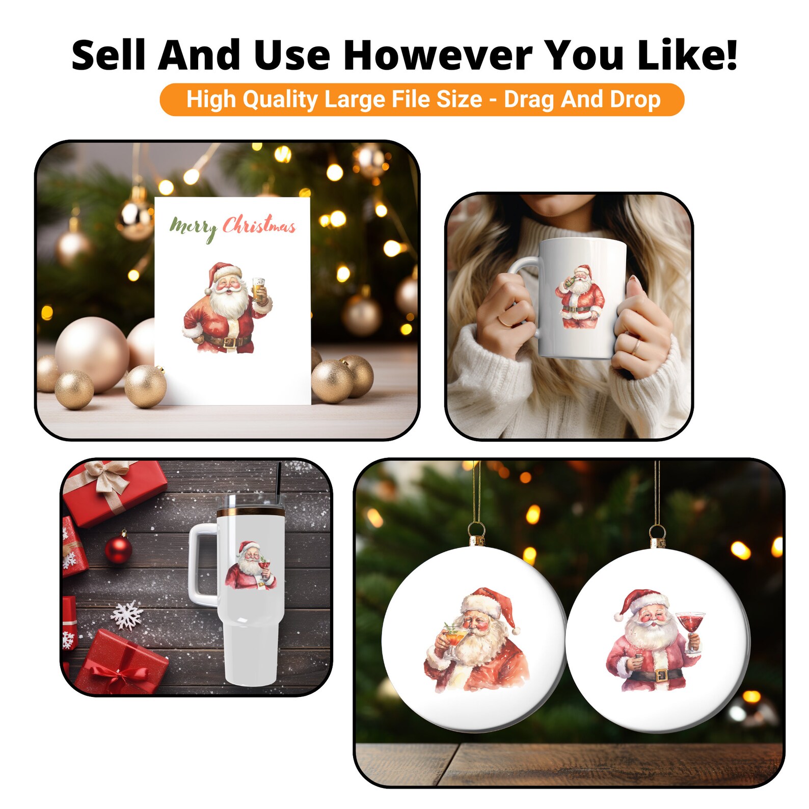 Santa Claus Drinking Clipart Bundle, Santa Claus Cuteness, Santa ...