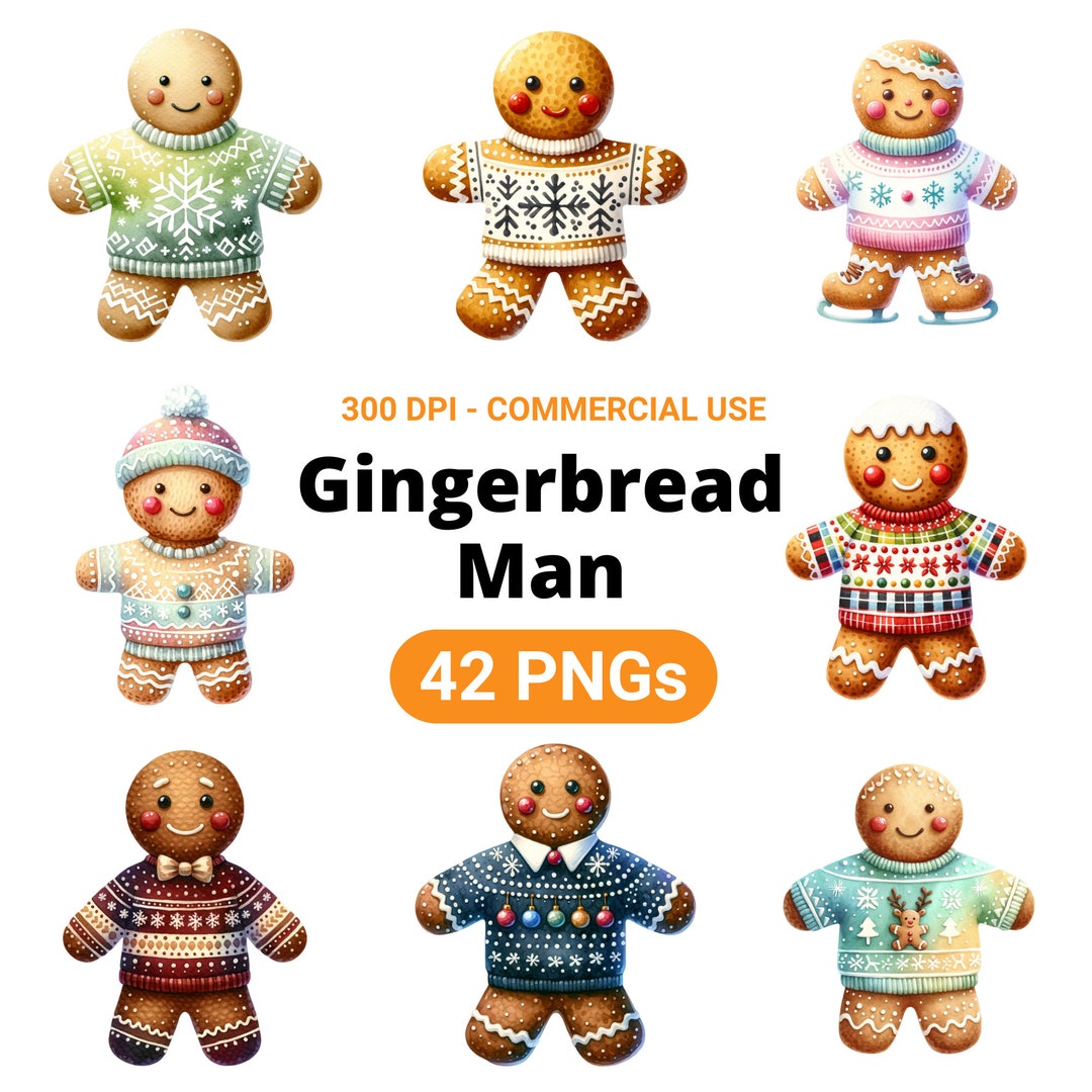 Ginger Breadman Clipart Bundle, Gingerbread Cuteness, Gingerbread ...