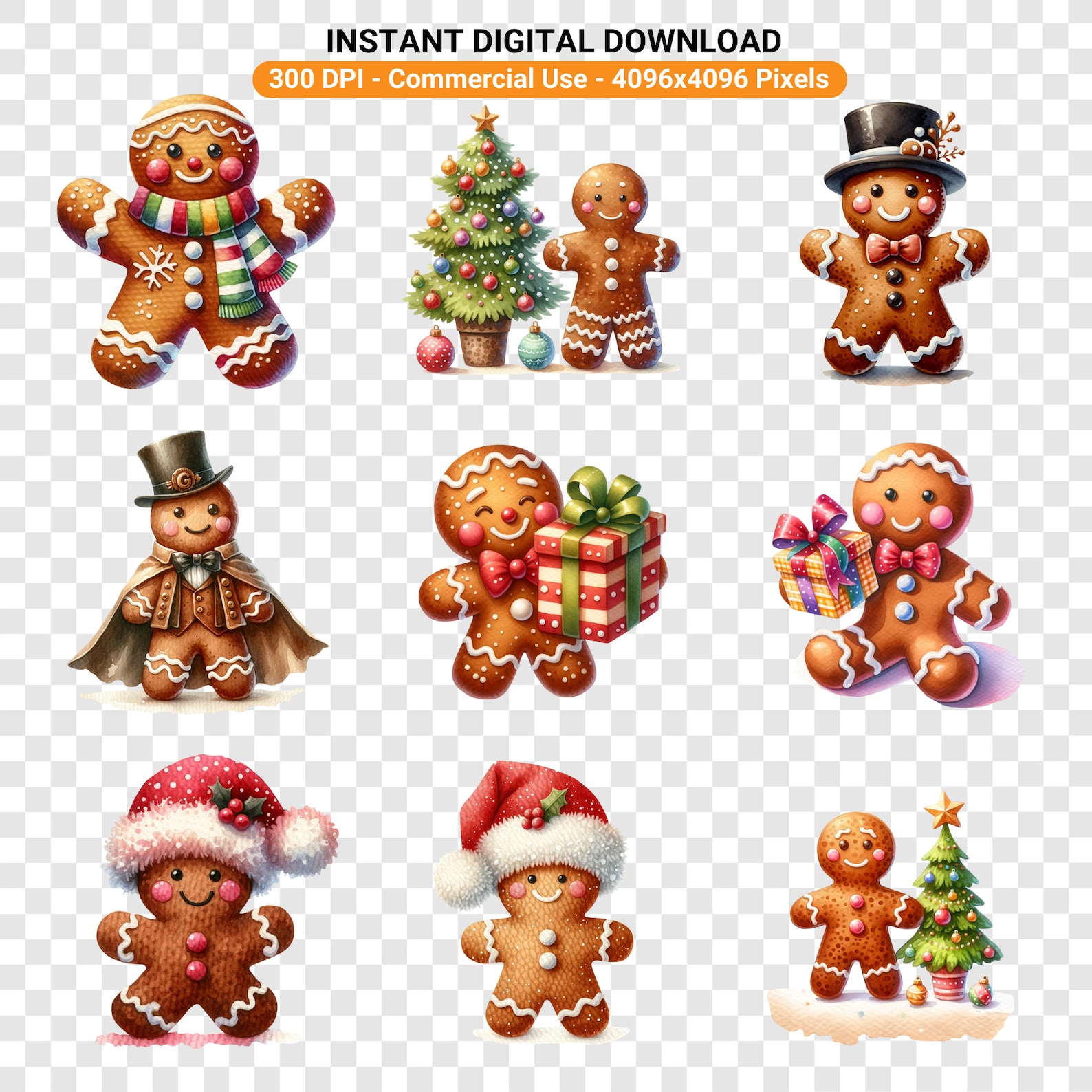 Ginger Breadman Clipart Bundle, Gingerbread Cuteness, Gingerbread ...