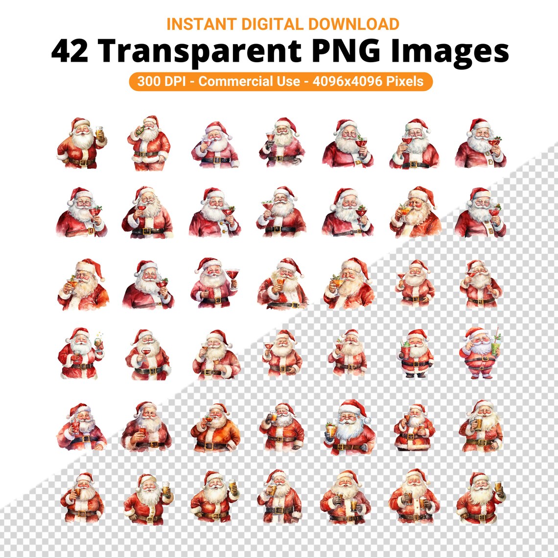Santa Claus Drinking Clipart Bundle, Santa Claus Cuteness, Santa ...