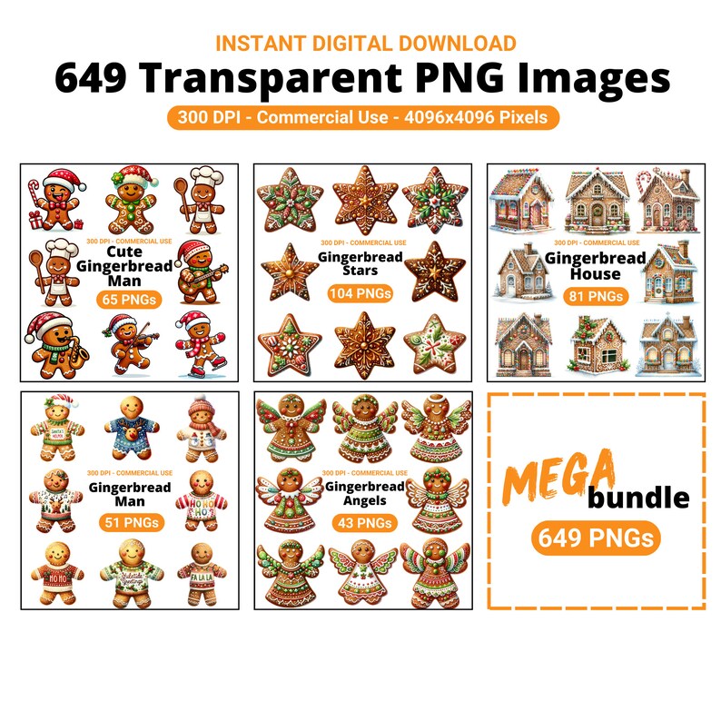 Gingerbread Man Clipart MEGA Bundle, Gingerbread Cuteness, Gingerbread ...