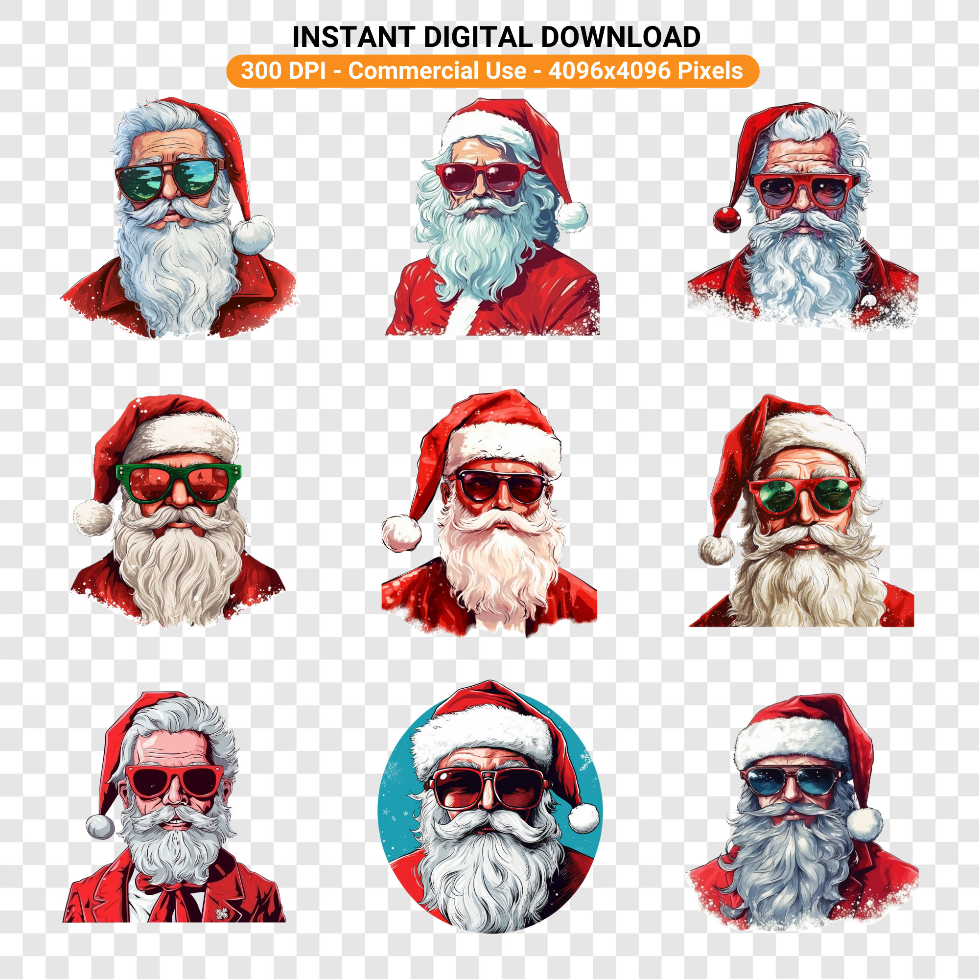 Cool Santa Claus Clipart Bundle, Santa Claus Cuteness, Santa Downloaded ...