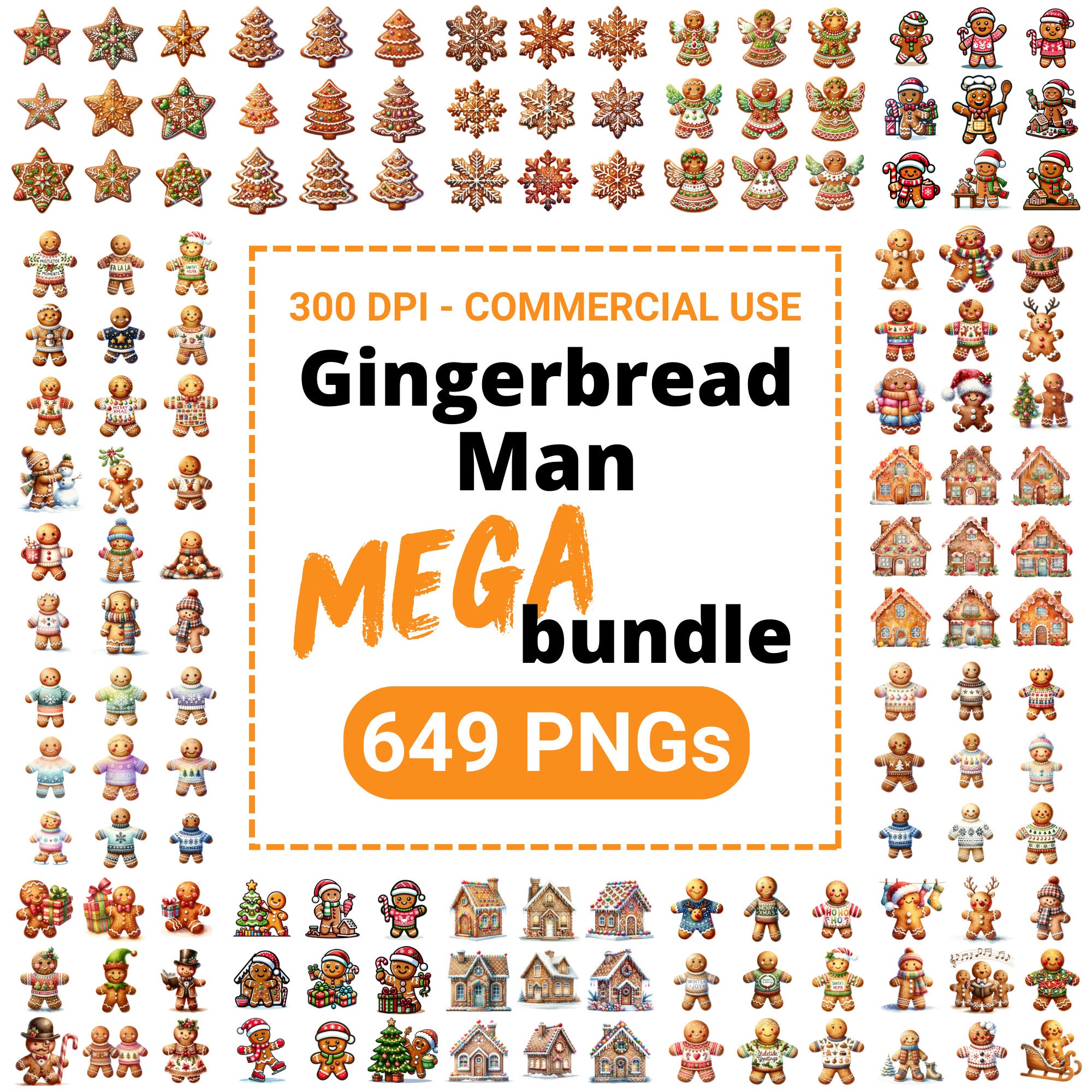 Gingerbread Man Clipart MEGA Bundle, Gingerbread Cuteness, Gingerbread ...