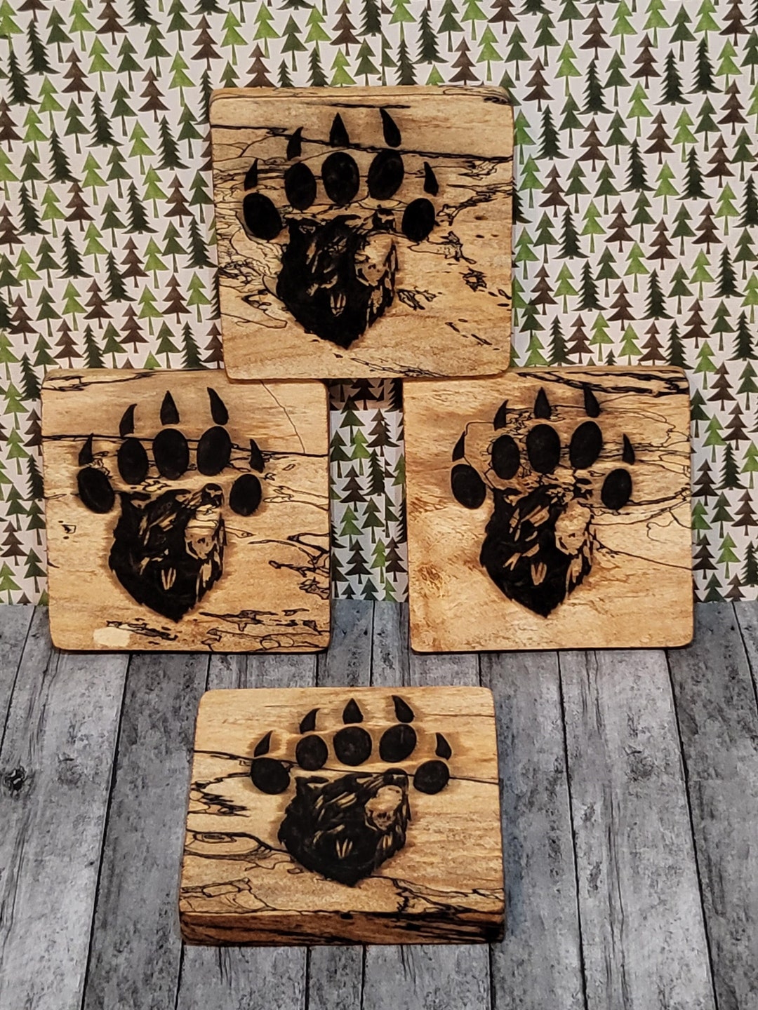 Bear Claw Coasters Set of Four - Etsy