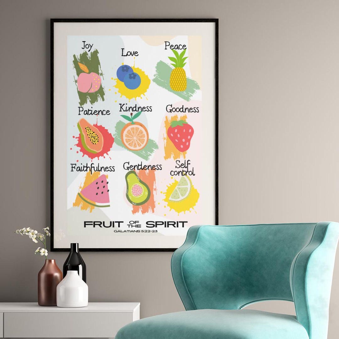 Fruit of the Spirit Art Print Retro Christian Wall Art Scripture Poster ...