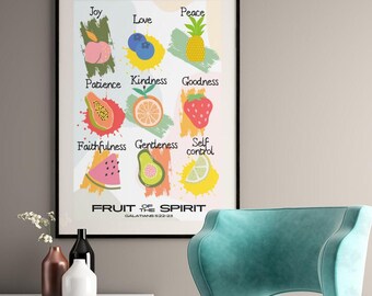 Fruit of the Spirit Art Print Retro Christian Wall Art Scripture Poster ...