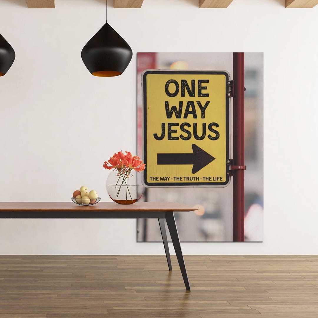 Digital Christian Traffic Sign Poster, Minimalist One Way Jesus Home ...