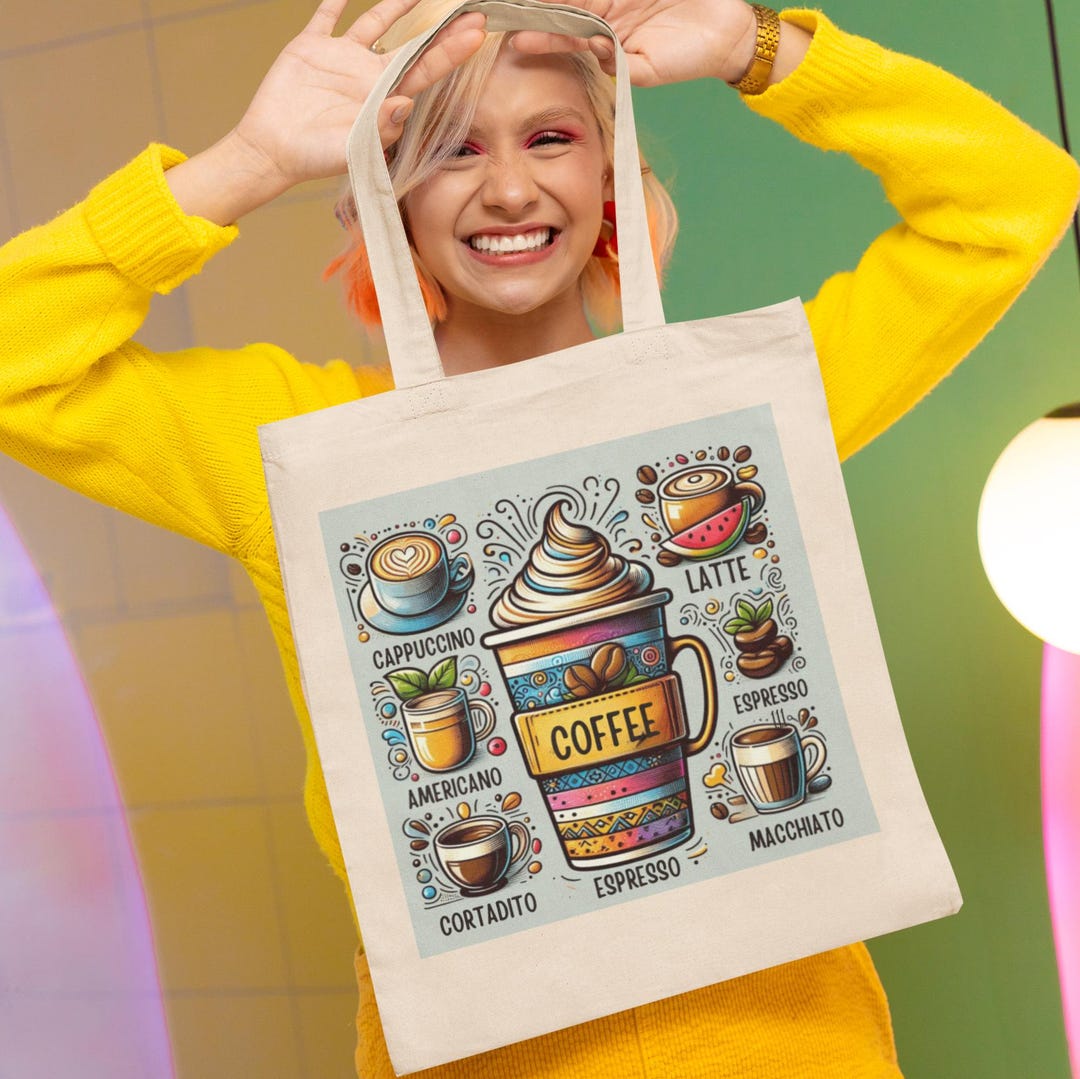 Colorful Coffee Tote Bag Coffee Lover Bag Present for Coffee Lover Tote ...