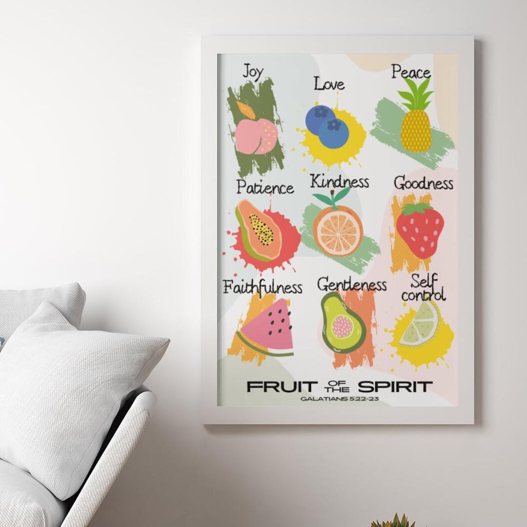 Fruit of the Spirit Art Print Retro Christian Wall Art Scripture Poster ...