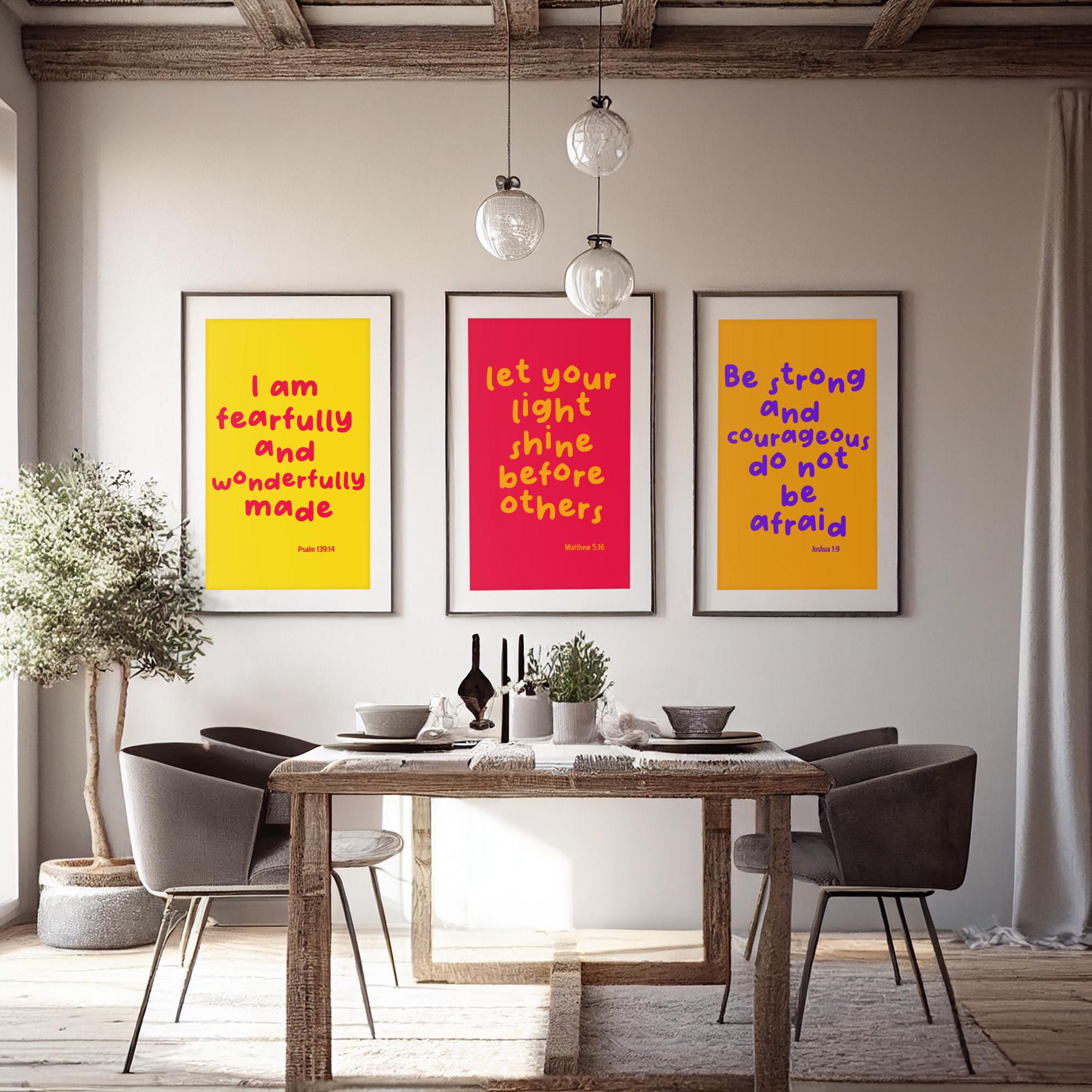 Kids Bible Verse Wall Art, Christian Classroom Decor Printable, Hanging ...