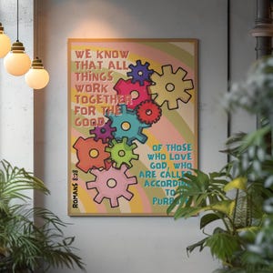 Christian Wall Art Romans 8:28 Digital Poster, Colorful Interlocking ...