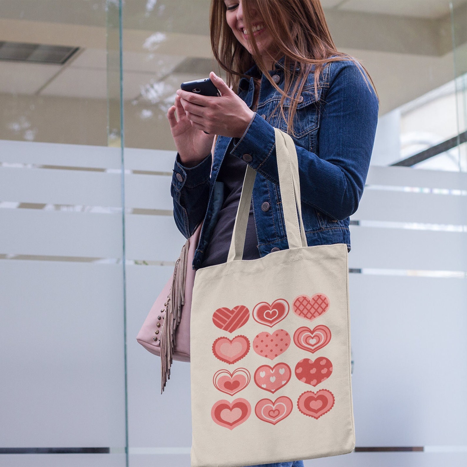 Red & Pink Heart Tote Bag, School Accessory, Valentine’s Day Gift ...