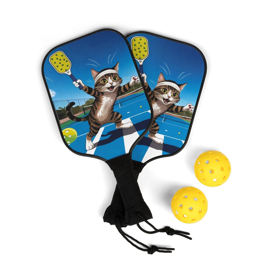 Cute Cat Paddle Funny Pickleball Paddle Kit Playful Paddle Games Gift ...