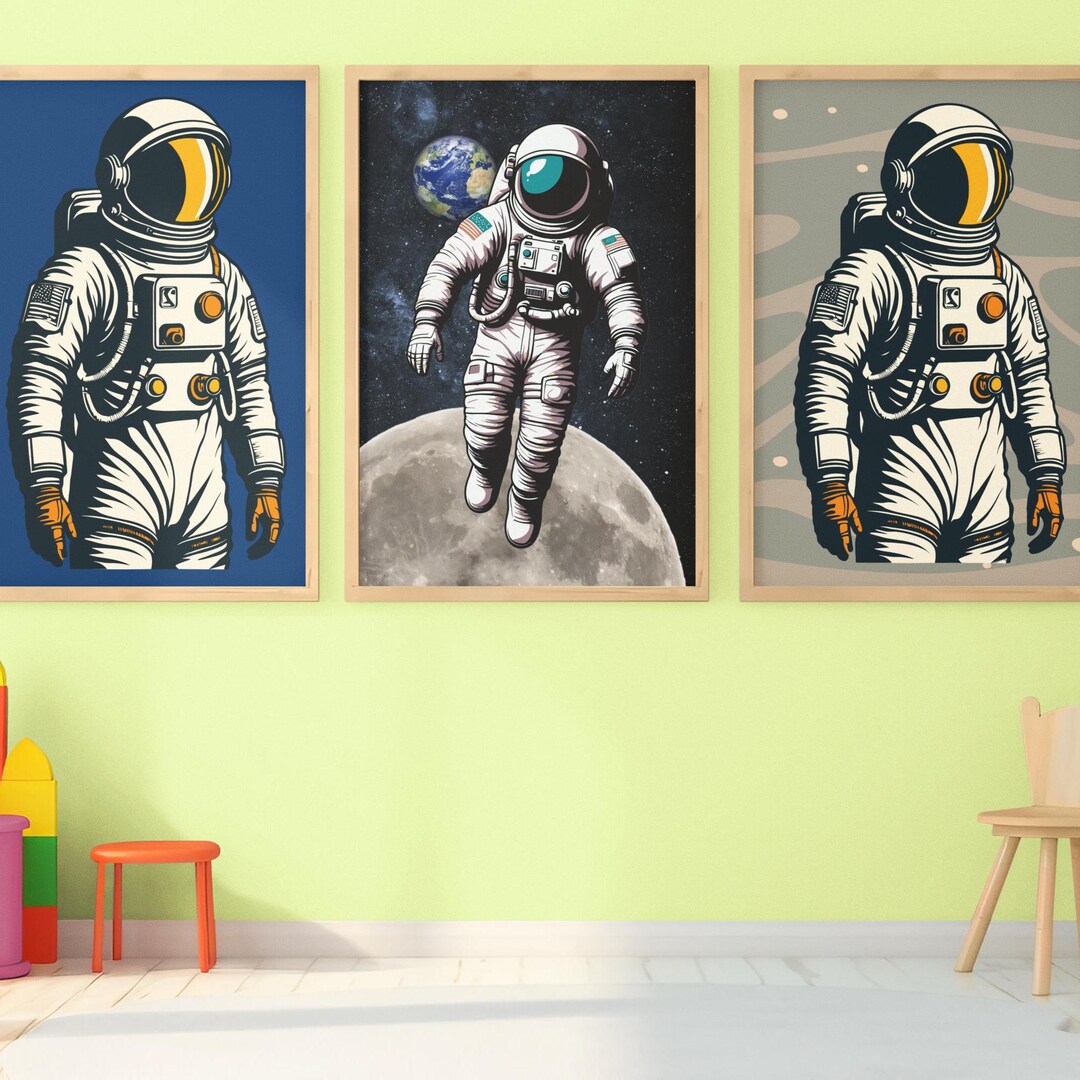 Astronaut Nursery Art Prints: Space Theme Decor, Set of 3 - Etsy
