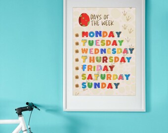 BOHO Days of the Week Poster Monday-sunday Homeschool Days of the Week ...