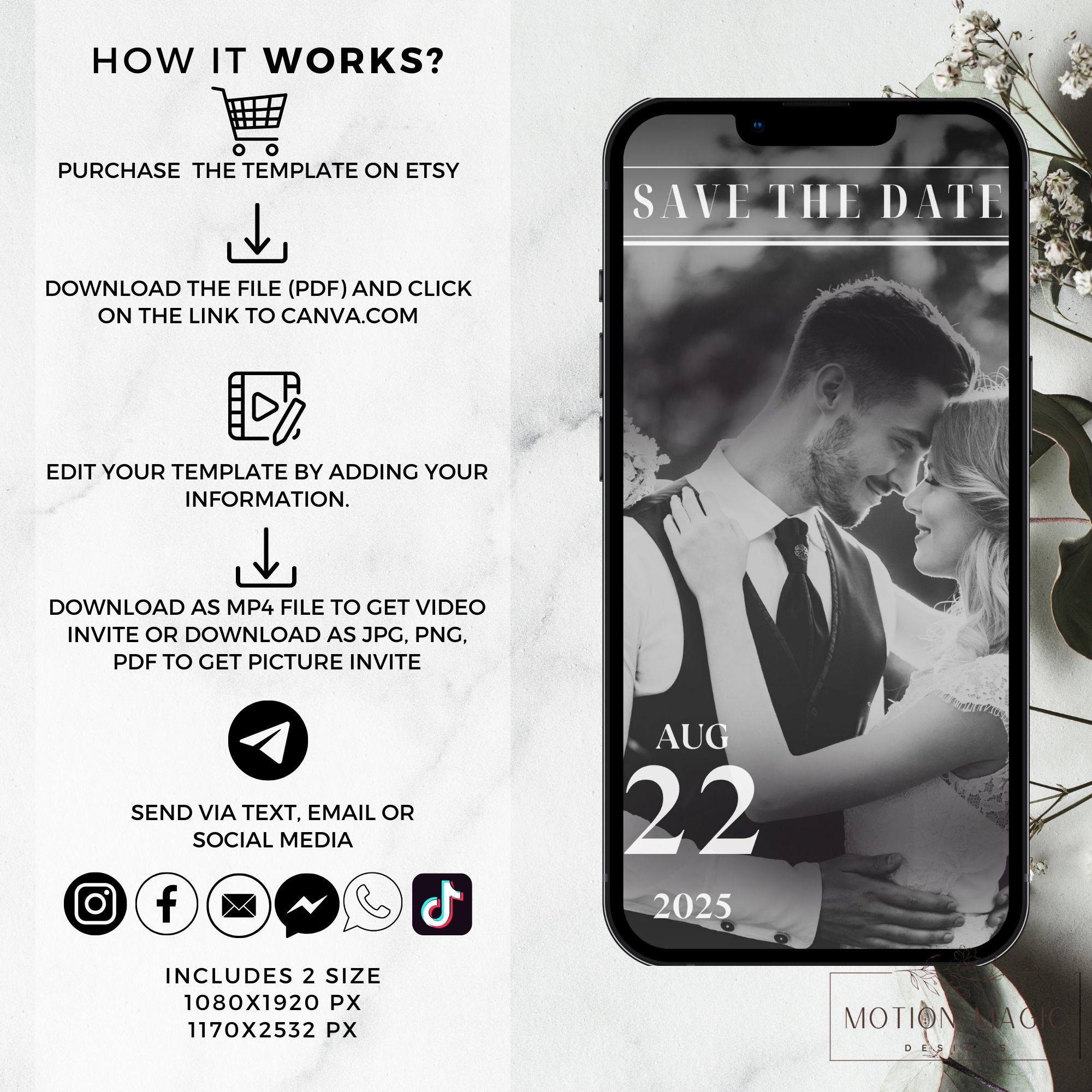 Wedding Video Save the Date Template, Animated Wedding Invitation ...