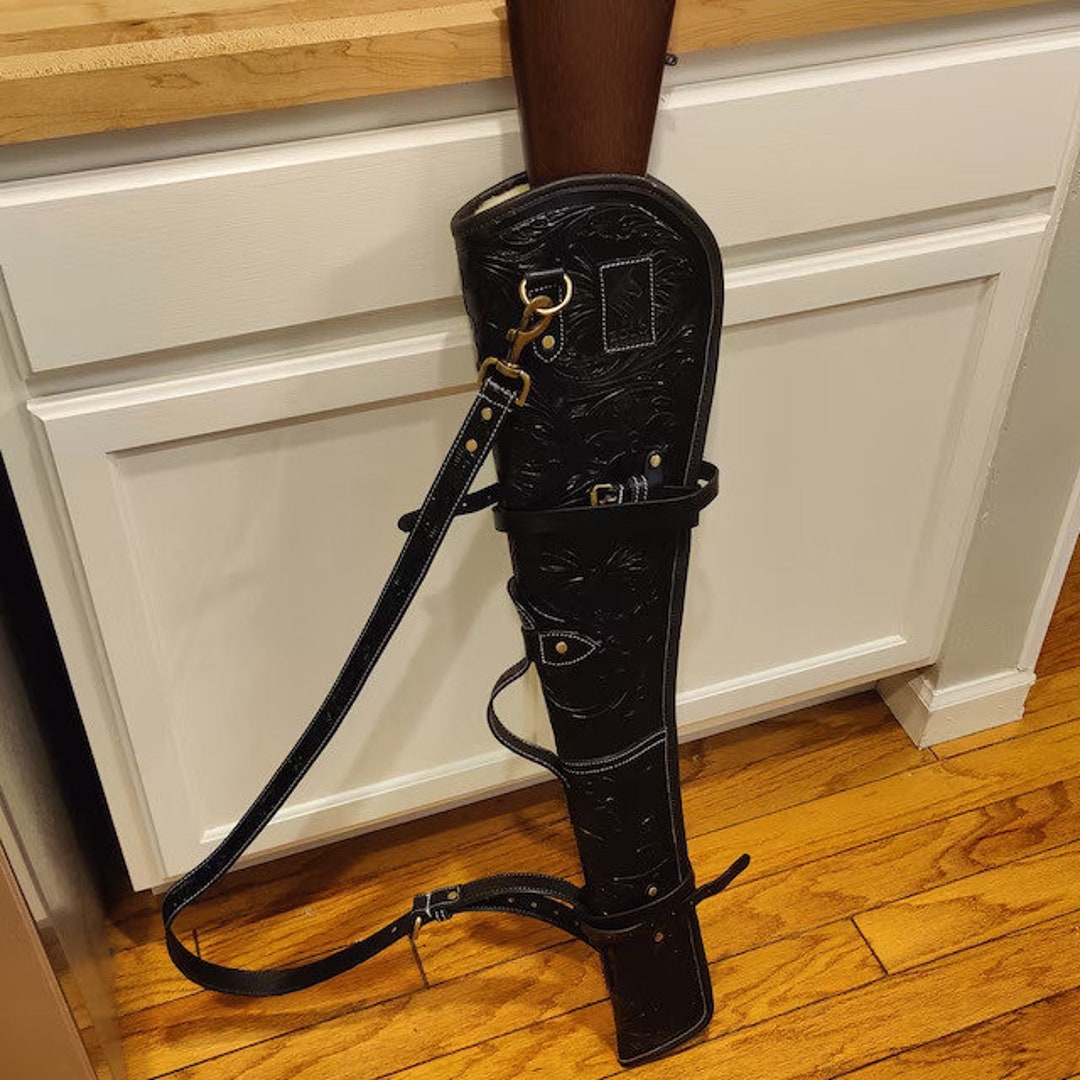 Handcrafted Leather Scabbard Western Tooled Leather Rifle Sleeve ...