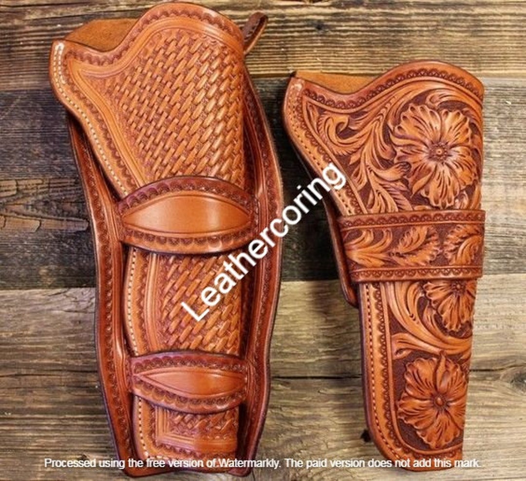 Handmade Western Leather Holster Single Action Heritage 22 .22LR .45 ...
