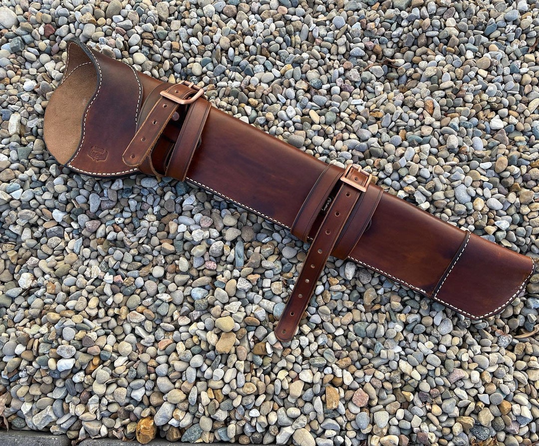 Handcrafted Leather Scabbard Western Tooled Leather Rifle Sleeve ...