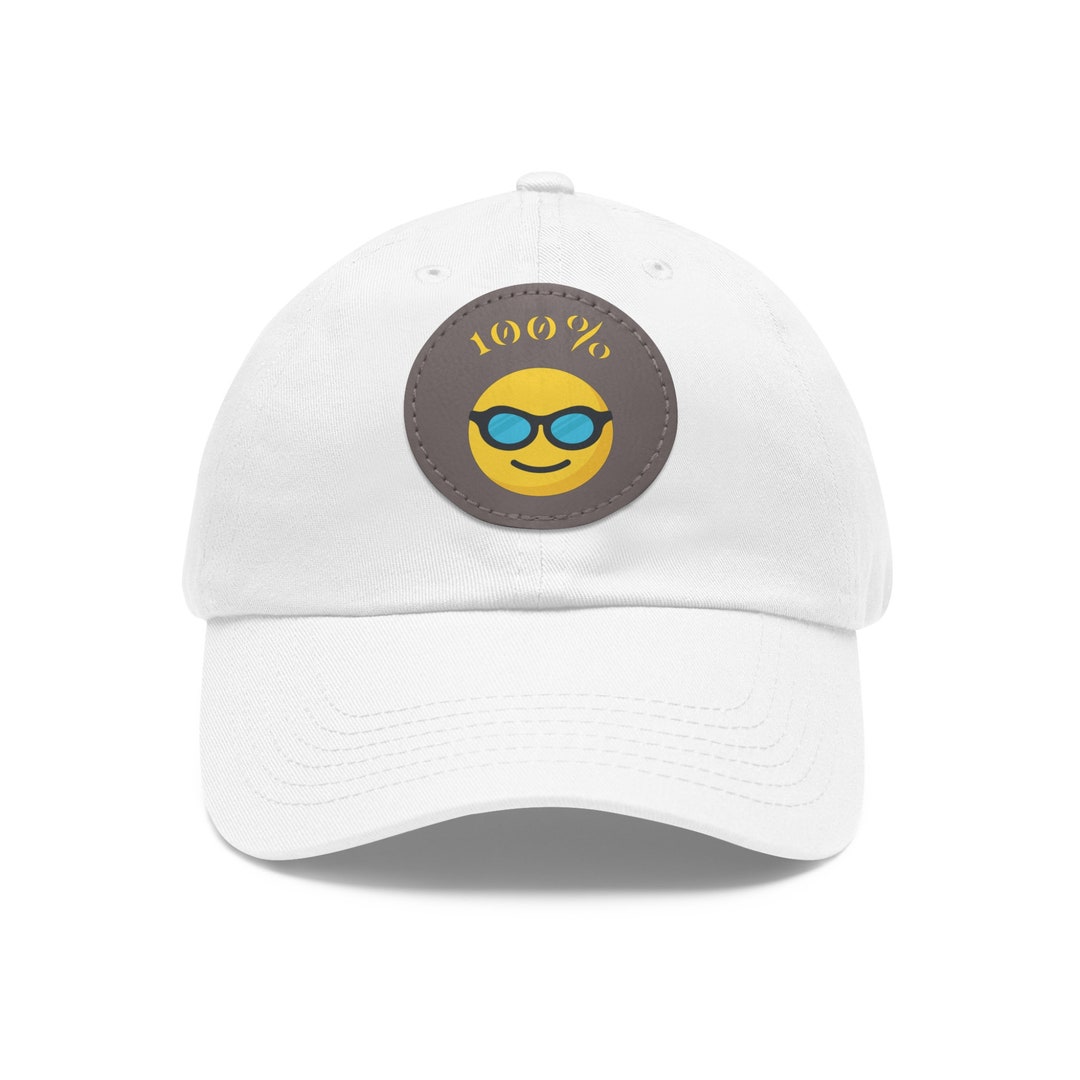Hip Dude Emoji Baseball Cap / Hat With Round Faux Leather Patch, Hat ...
