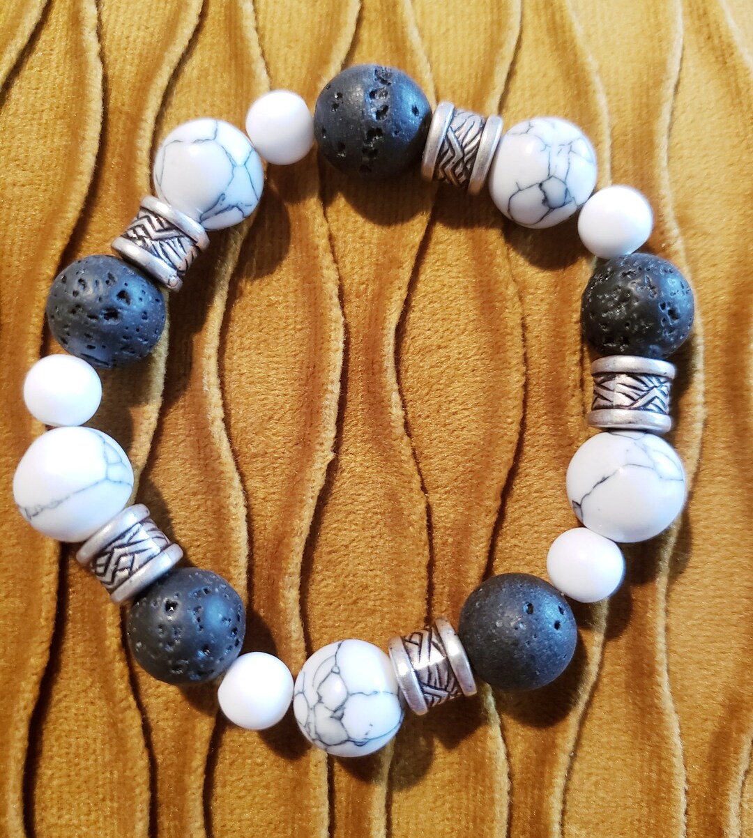 Handmade, Beaded, Unique Bracelet, Gift for Woman, Natural Howlite ...