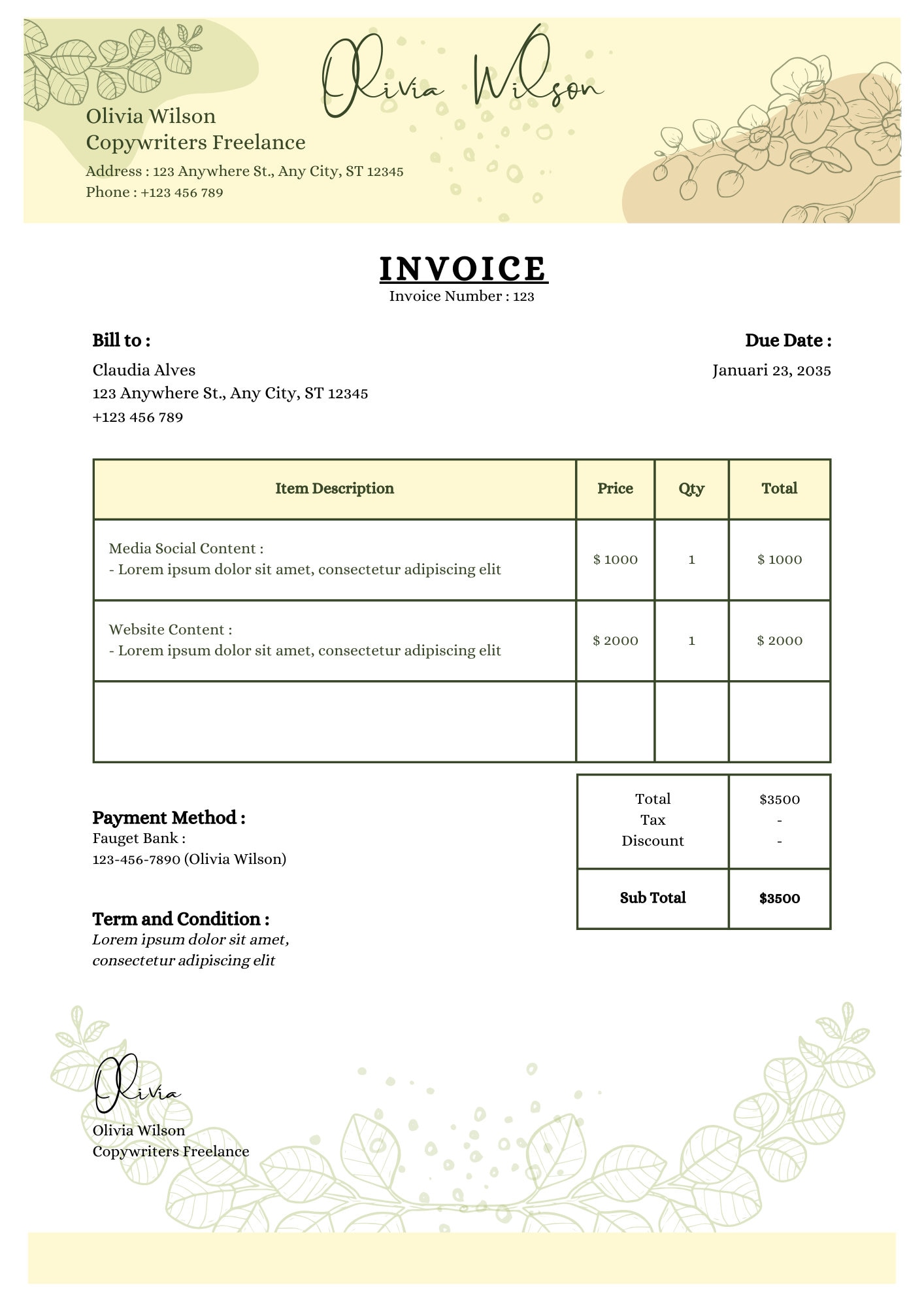Formal Invoice - Etsy
